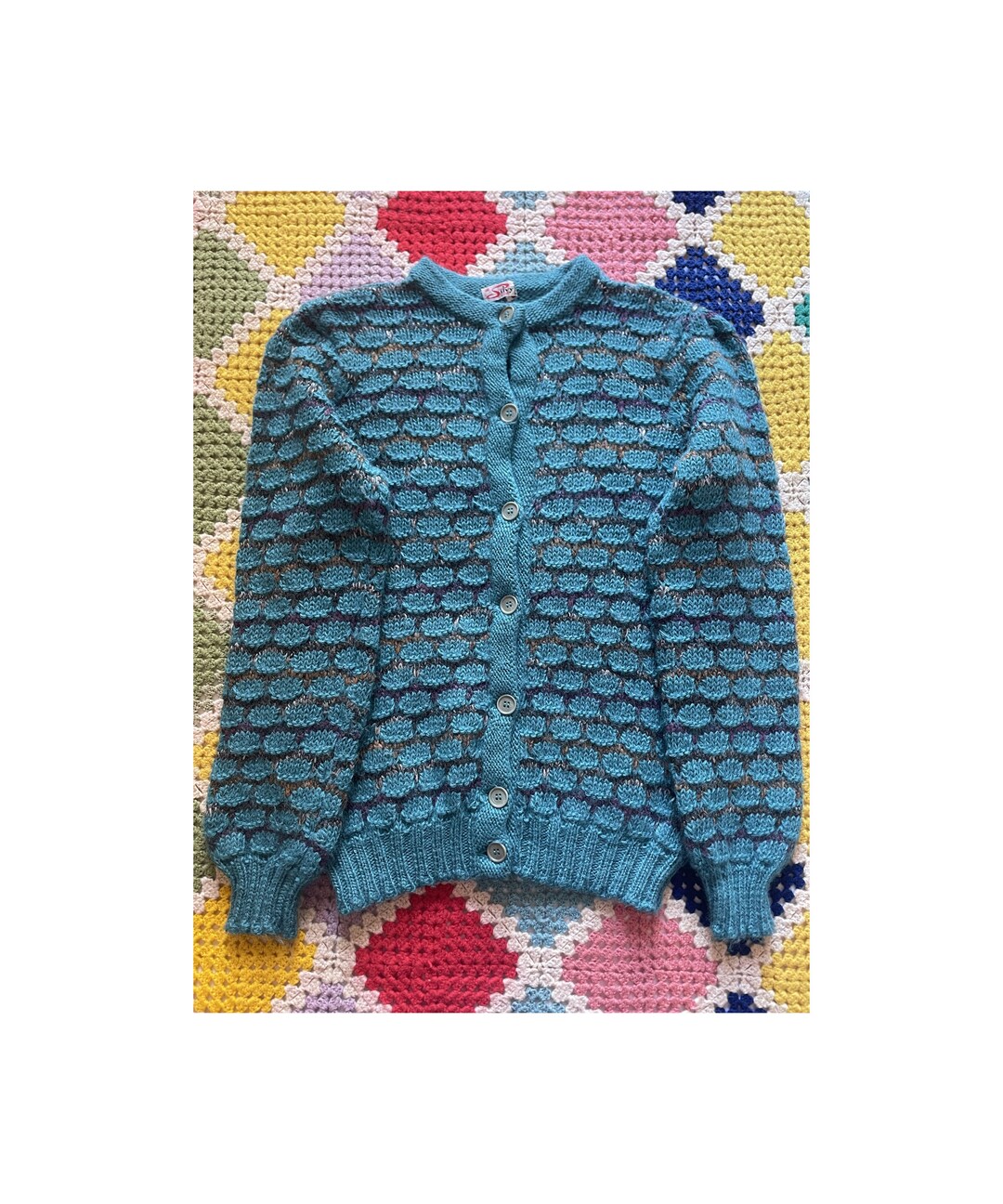 70s HONEYCOMB Wool PSYCHEDELIC Woman CARDIGAN - Etsy