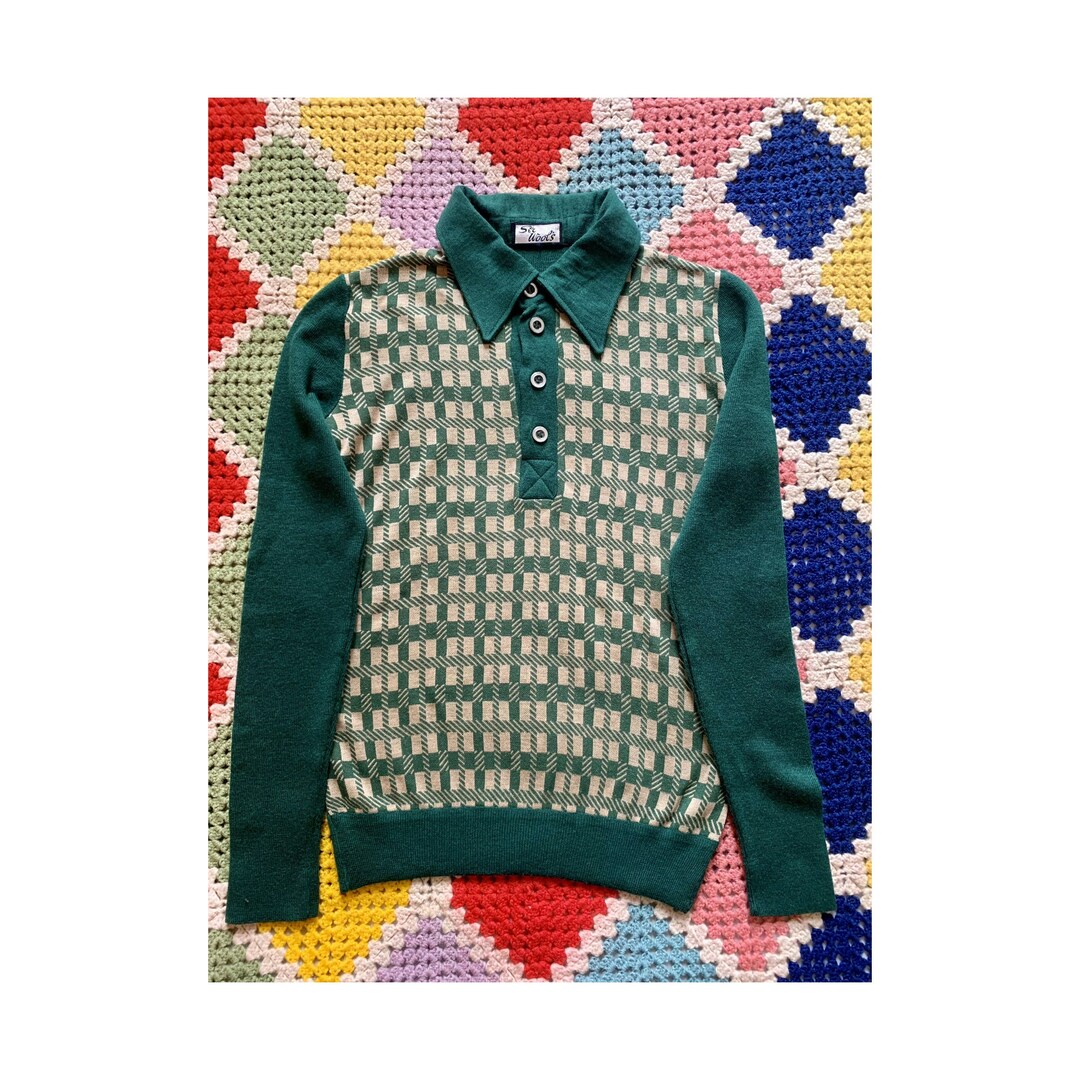70s PSYCHEDELIC Cotton POINTED COLLAR Woman Polo Shirt - Etsy