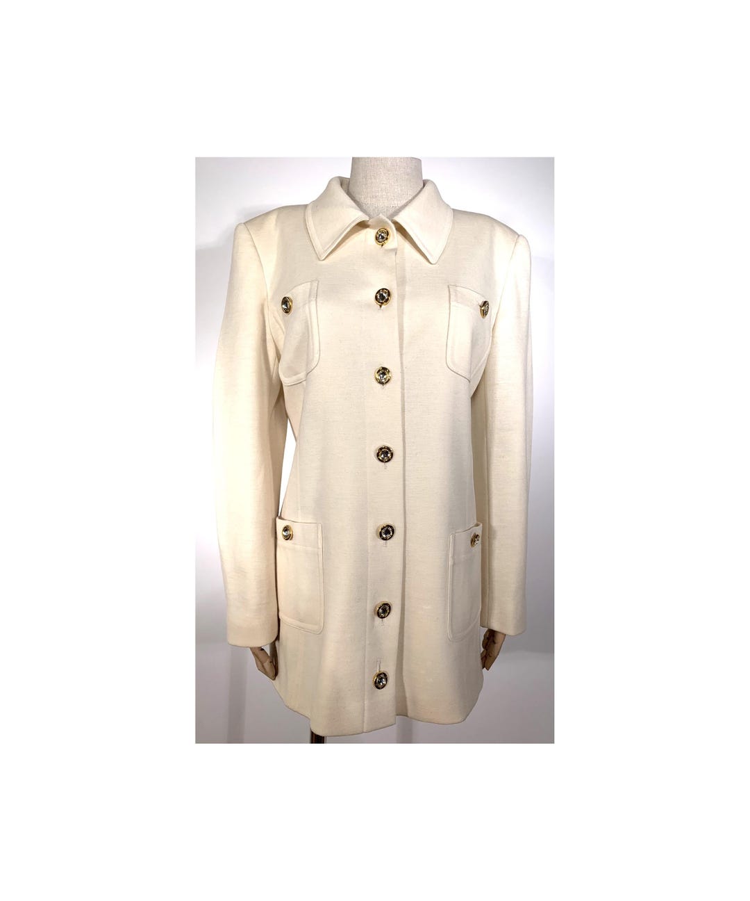 90s Wonderful Cream ESCADA Wool JACKET - Etsy