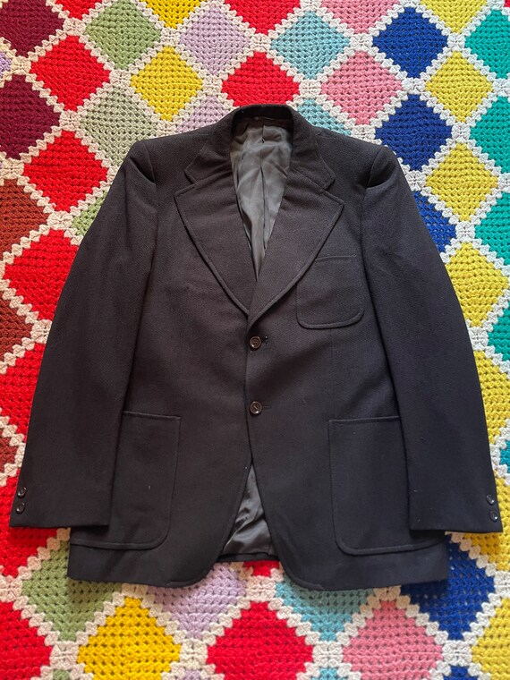 70s super DEADSTOCK wool MARZOTTO chocolate brown MAN… - Gem