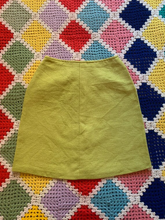70s CANDY wool PASTEL acid green MINI_SKIRT - Gem