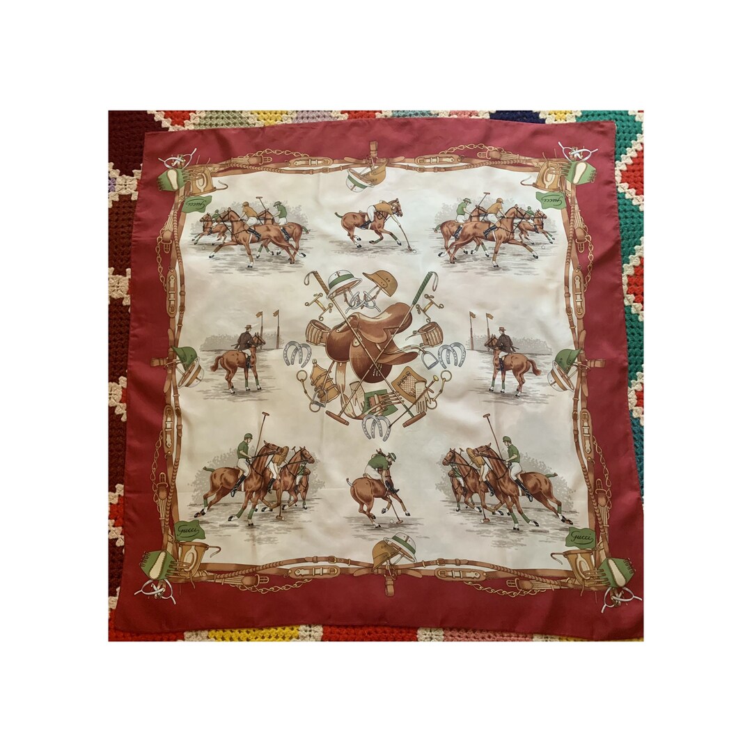 80s GUCCI Equestrian Horse SILK Scarf - Etsy