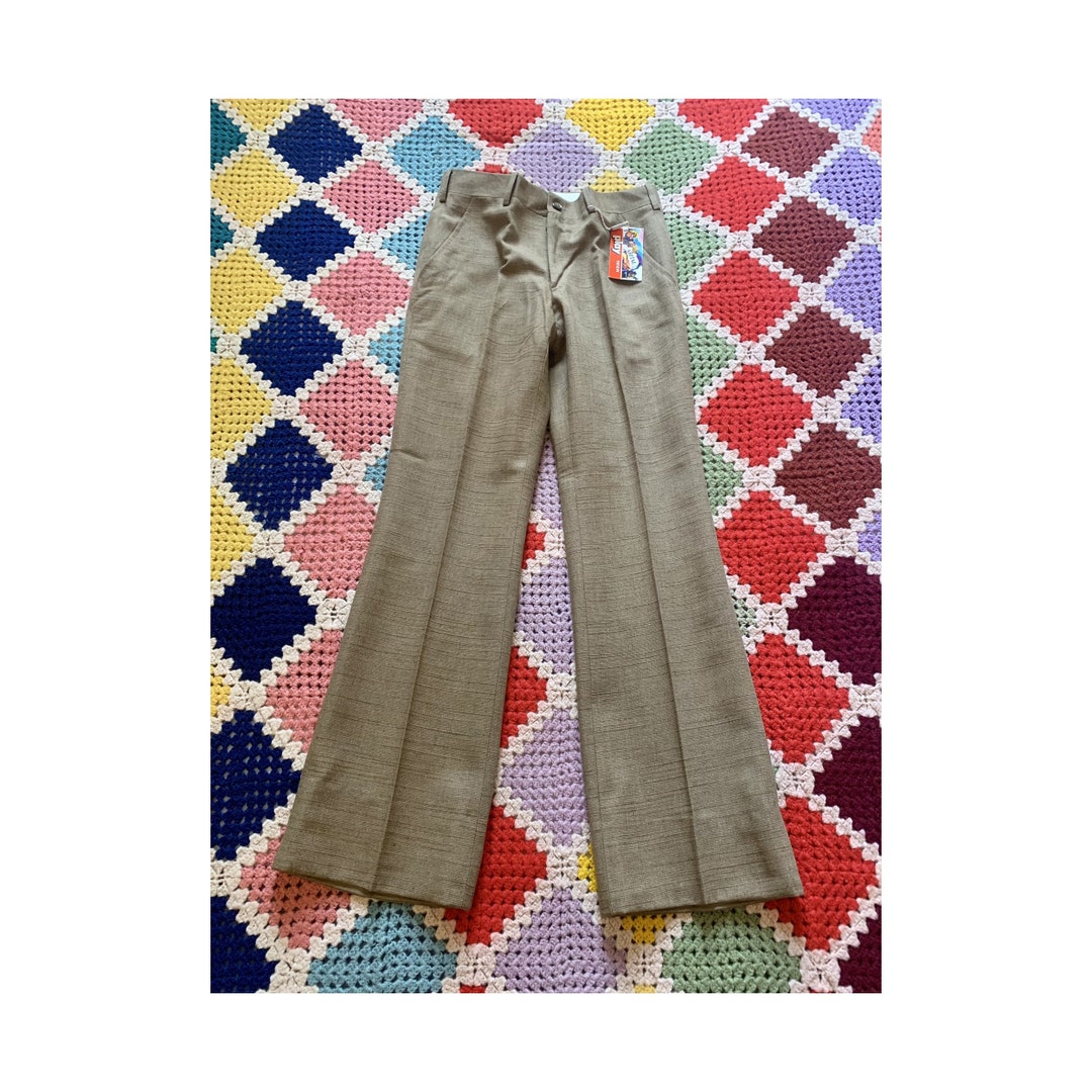 70s DEADSTOCK Mud Brown LINEN Woman FLARED Trousers - Etsy