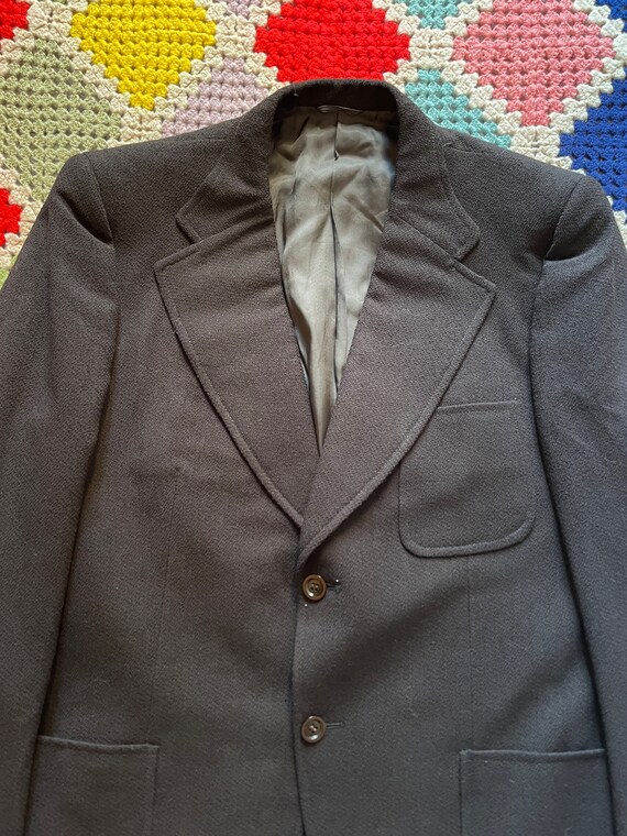 70s super DEADSTOCK wool MARZOTTO chocolate brown MAN… - Gem