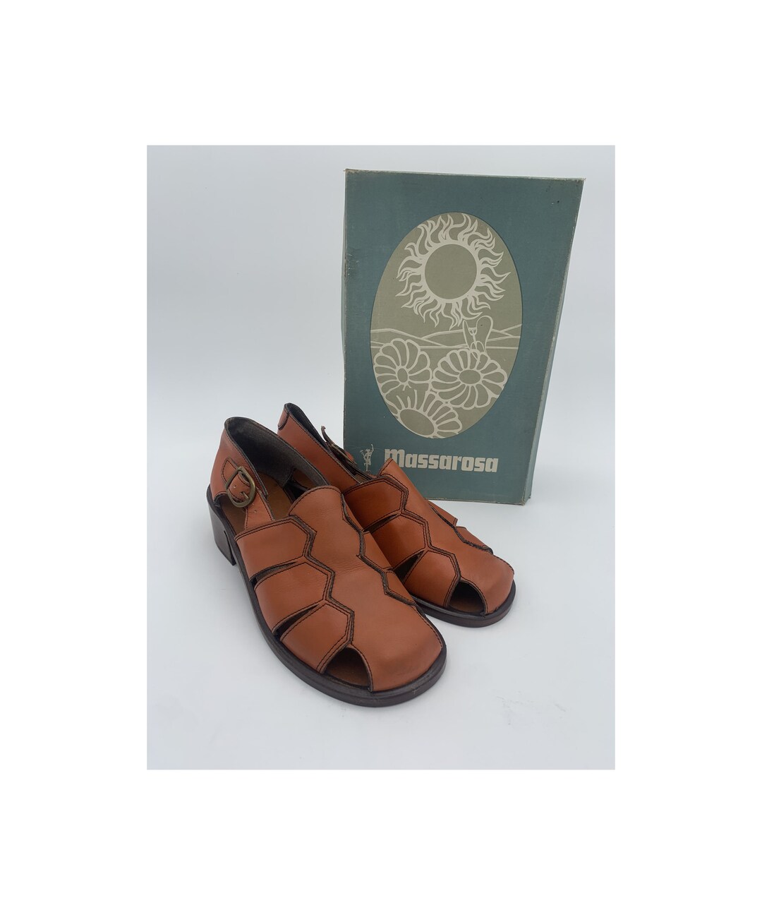 70s DEADSTOCK Leather BRICK_RED Woman HOLES_SANDALS_SHOES Available in ...