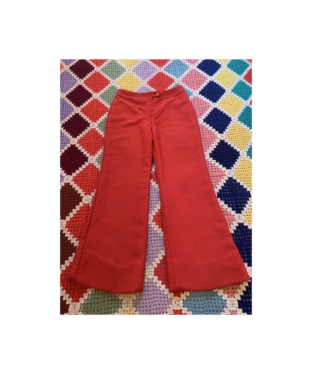 70s WOOL Woman SPICY_RED Flared TROUSERS - Etsy