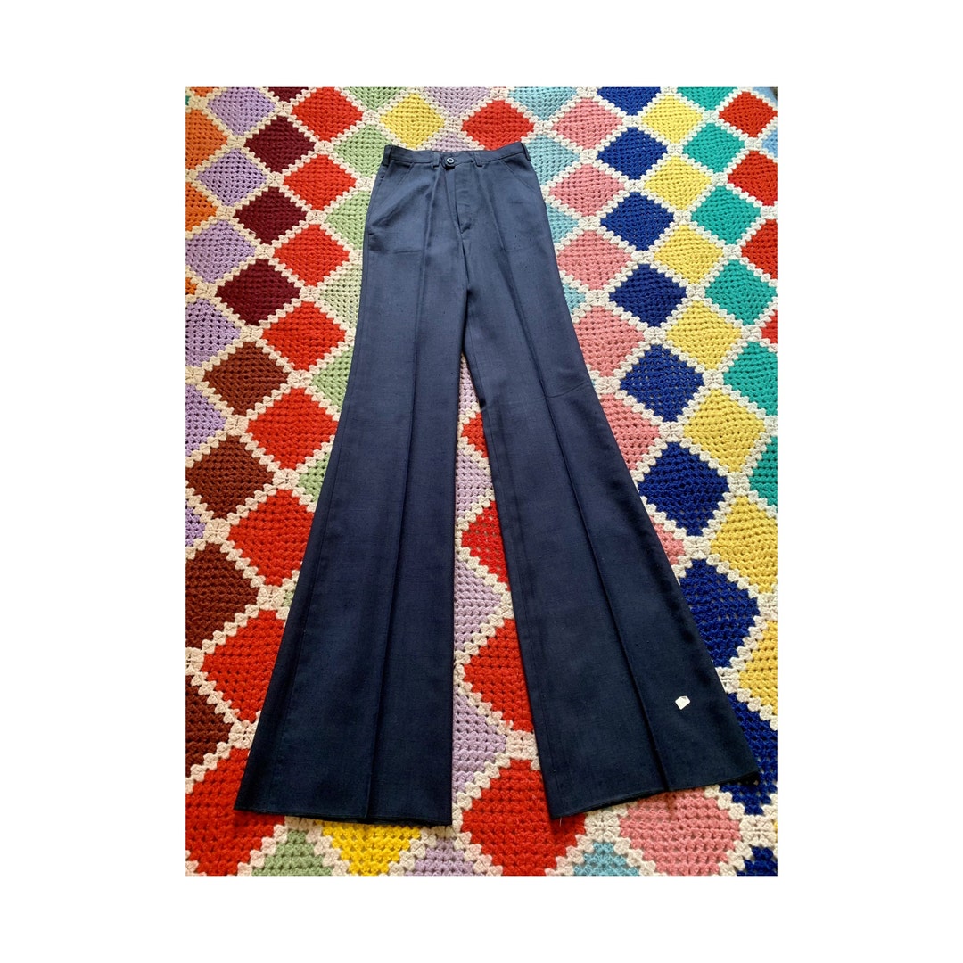 70s COTTON LINEN Woman FLARED Trousers - Etsy UK