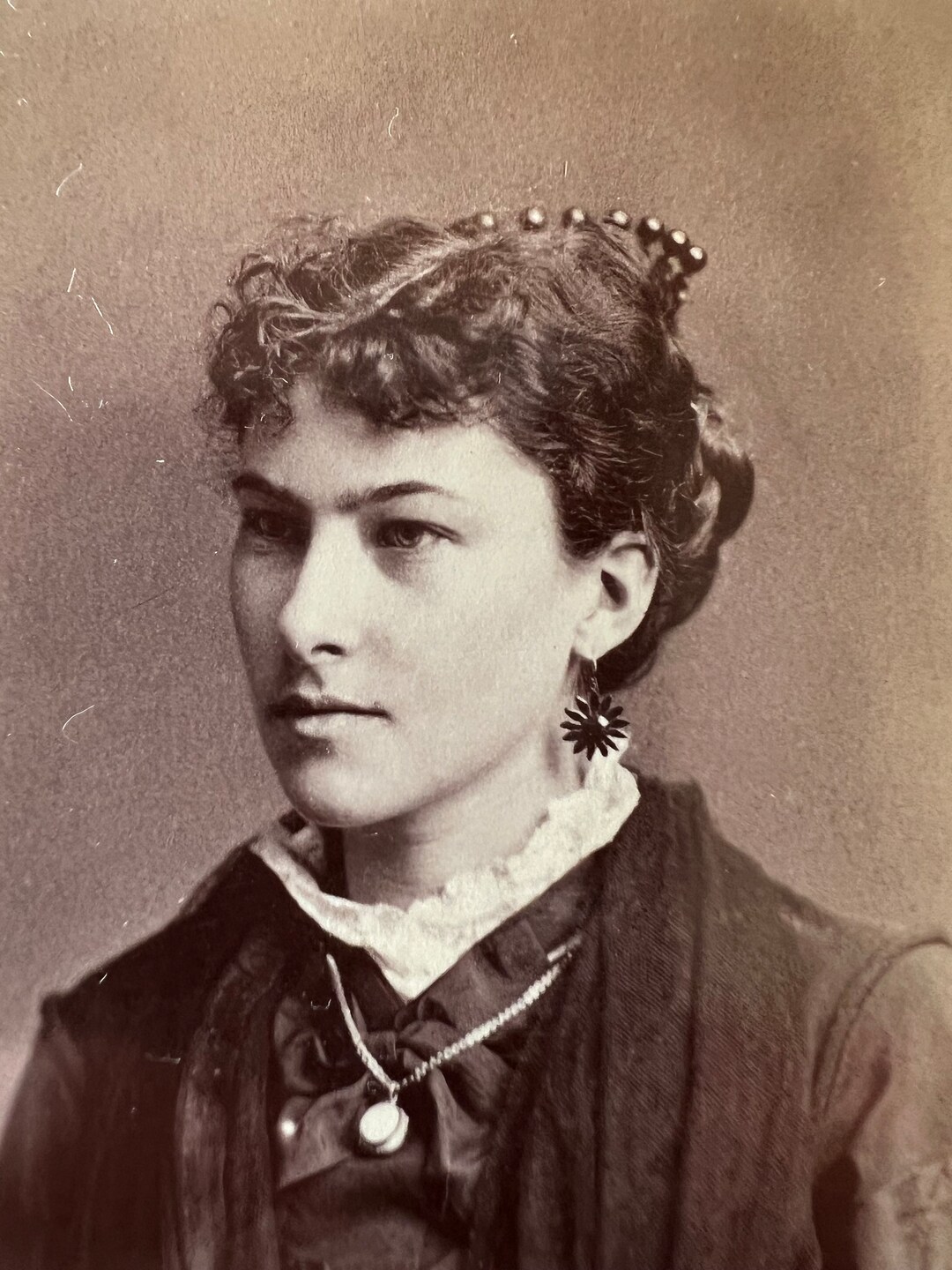 Uniquely Beautiful Young Woman With Stern Brow - Antique/ Vintage ...