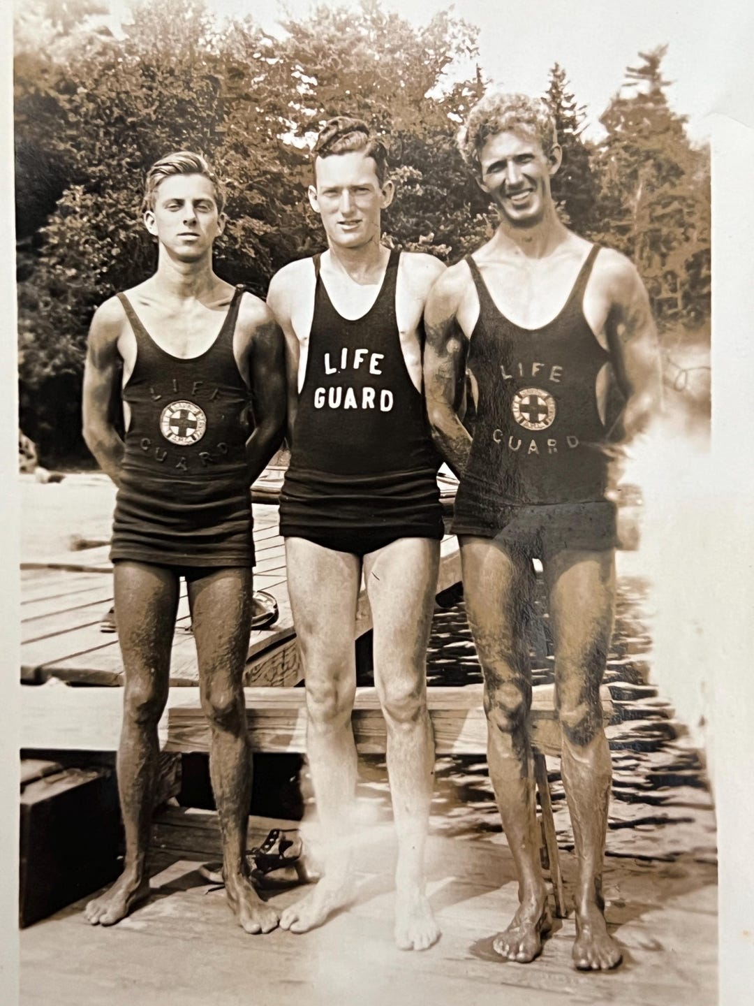 Save Me Beefcake Lifeguards Pose for Camera Gay Interest Antique ...