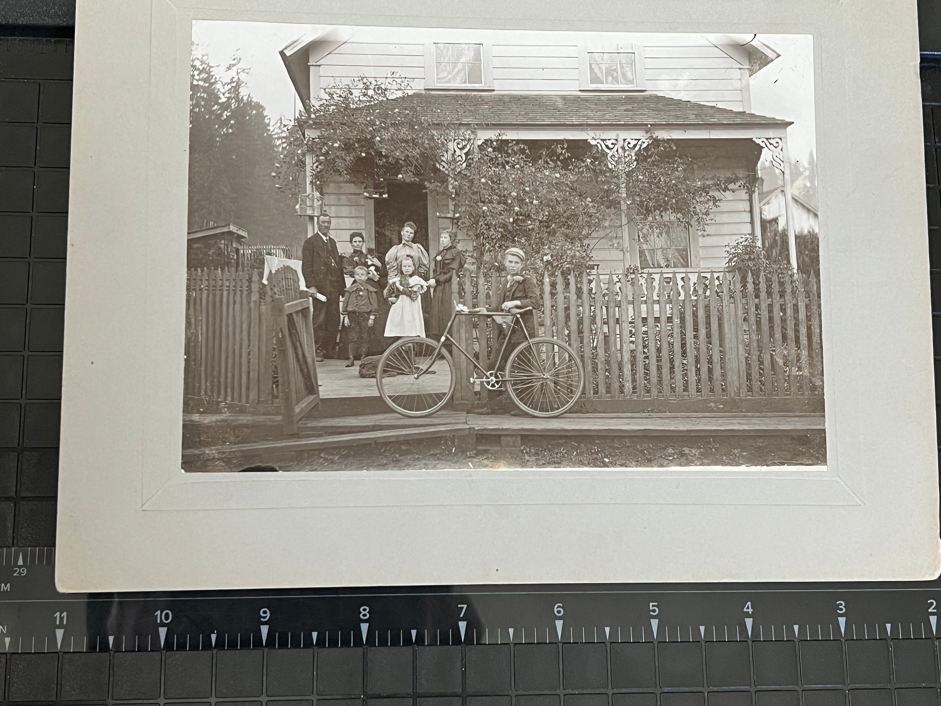 Paperboy in Route! Cute Young Man on Bike With Family and Old House ...