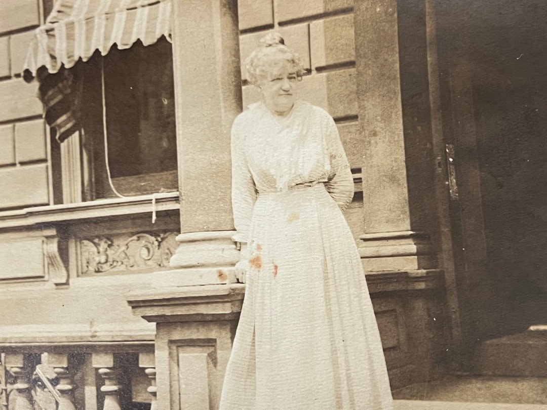 Grannys Cottage Beautiful Older Lady Stands on Stoop Antique/ Vintage ...