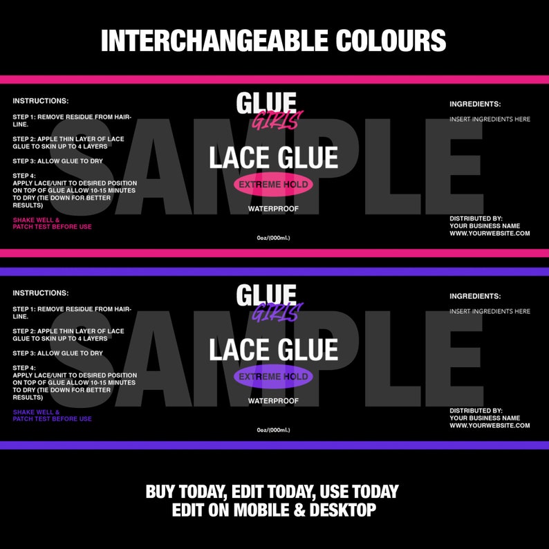 Lace Glue, Lace Glue Remover, Lace Tint, Lace Bond Labels, Wax Stick ...