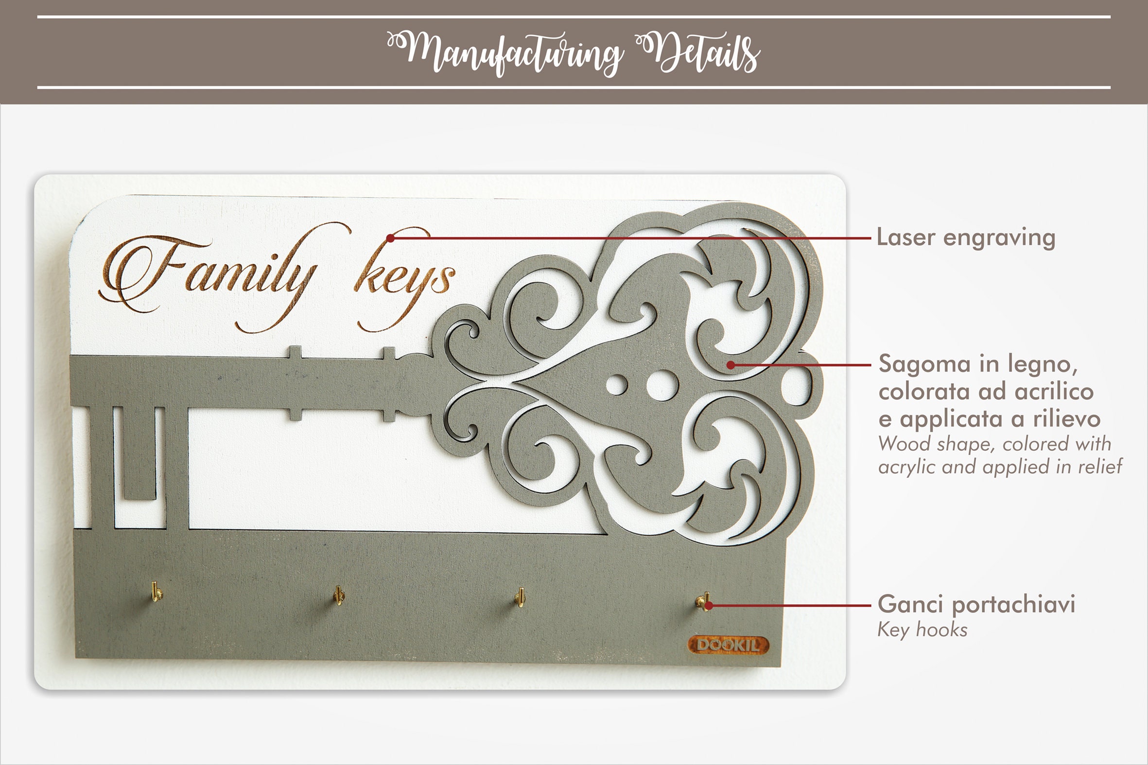 Wooden Wall Key Holder "family Keys" | Customizable Wall Key Holder ...
