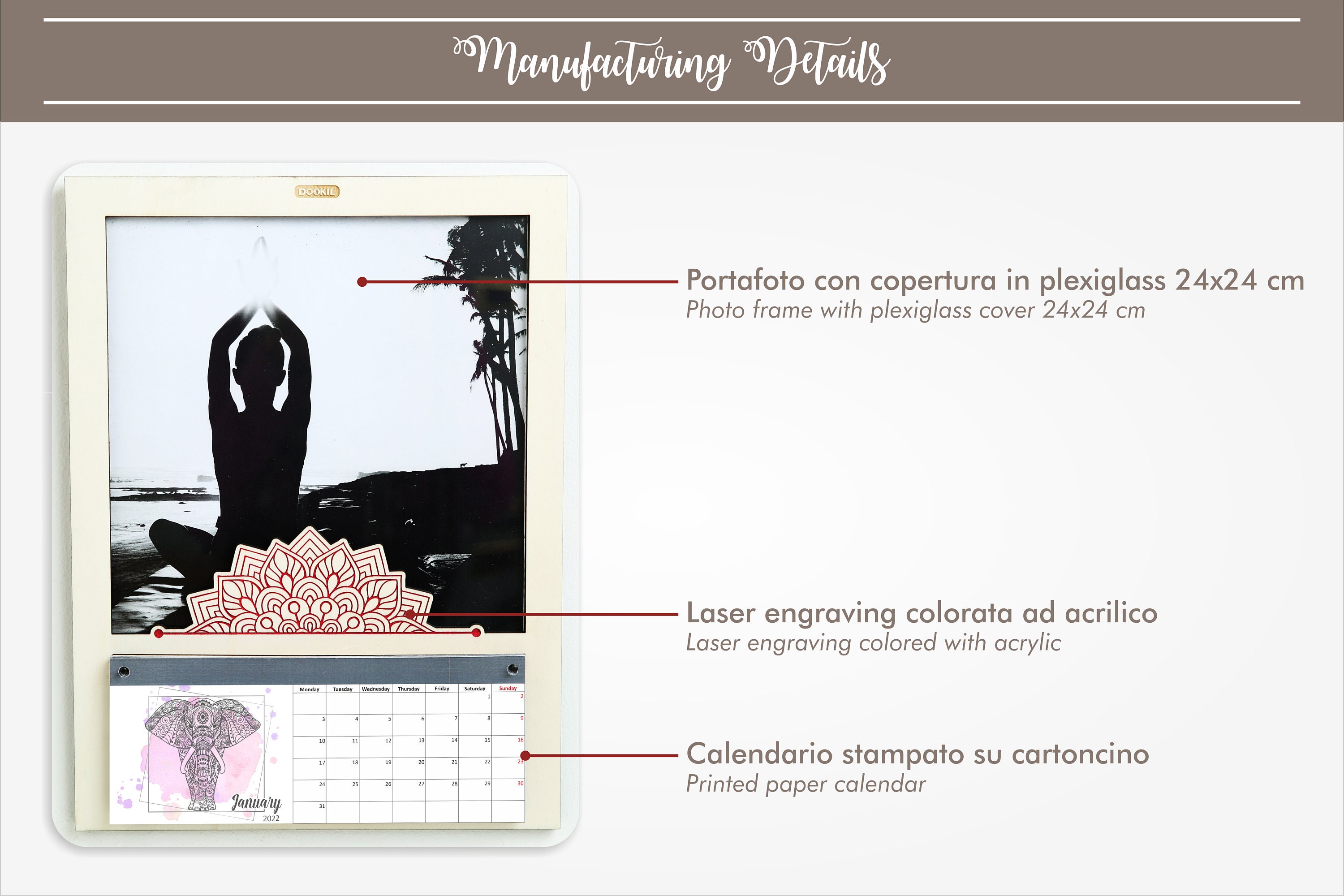 Wooden Photo Frame With Calendar mandala Wall Photo Frame With Calendar ...