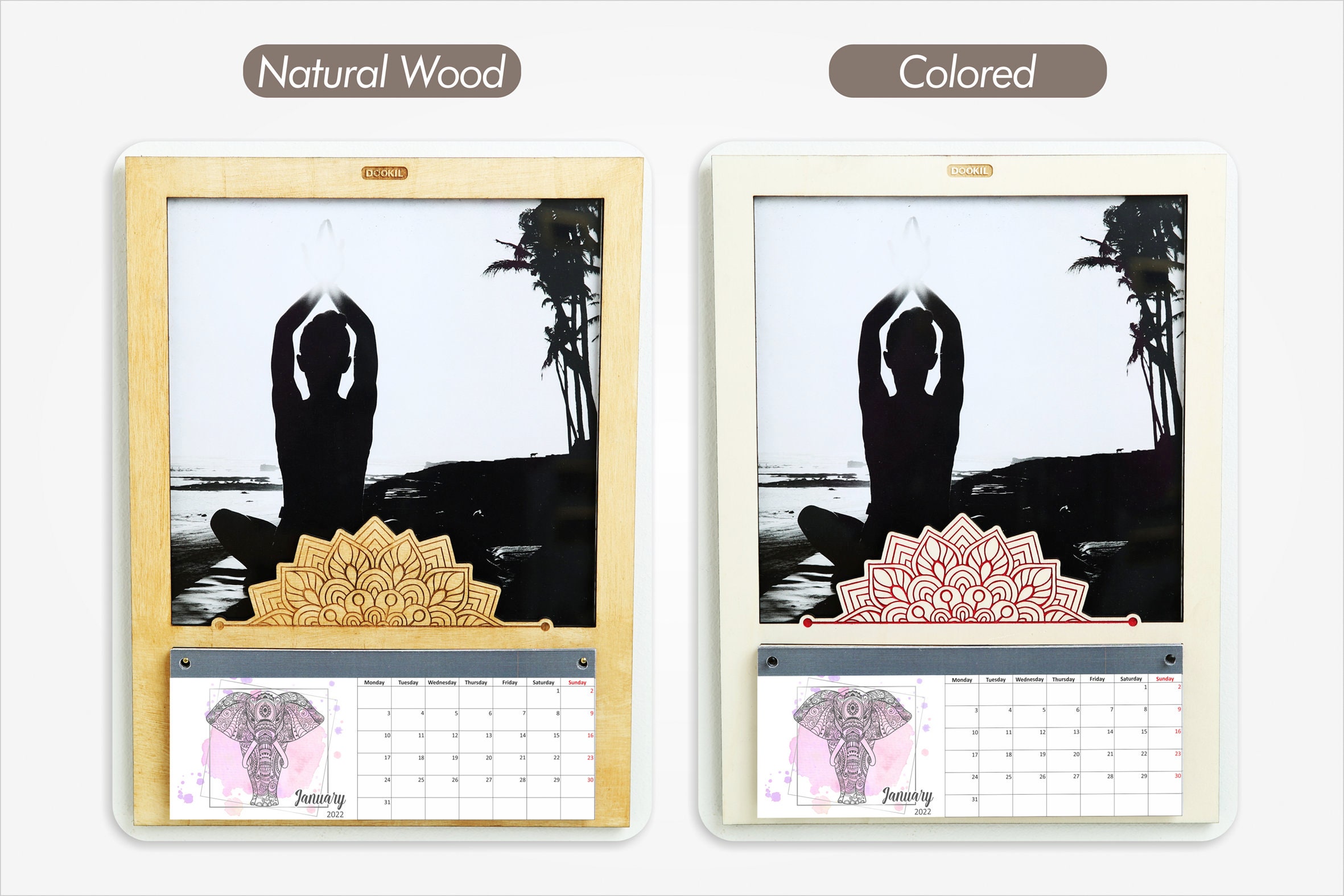 Wooden Photo Frame With Calendar mandala Wall Photo Frame With Calendar ...