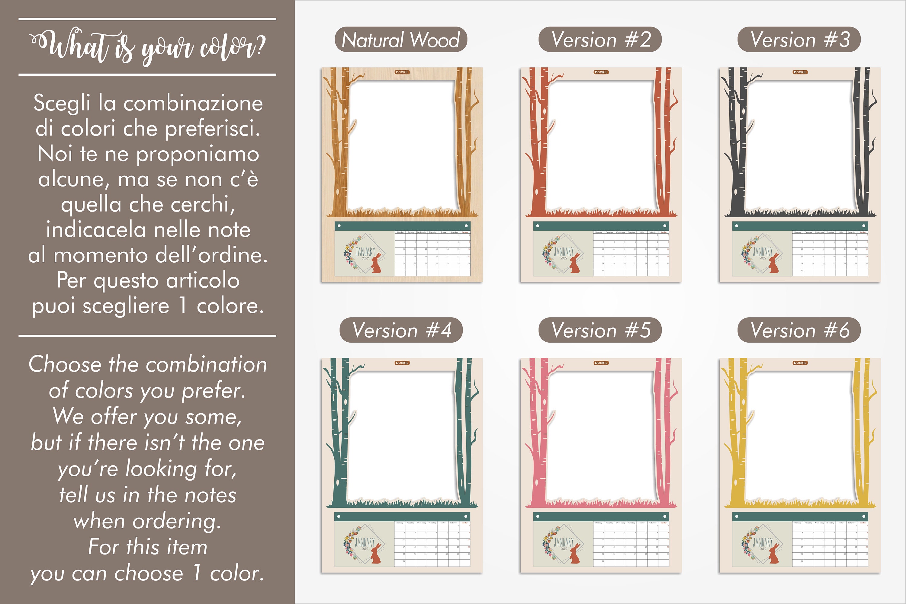 Wooden Wall Photo Frame With Calendar "birch" | Wall Photo Frame With ...