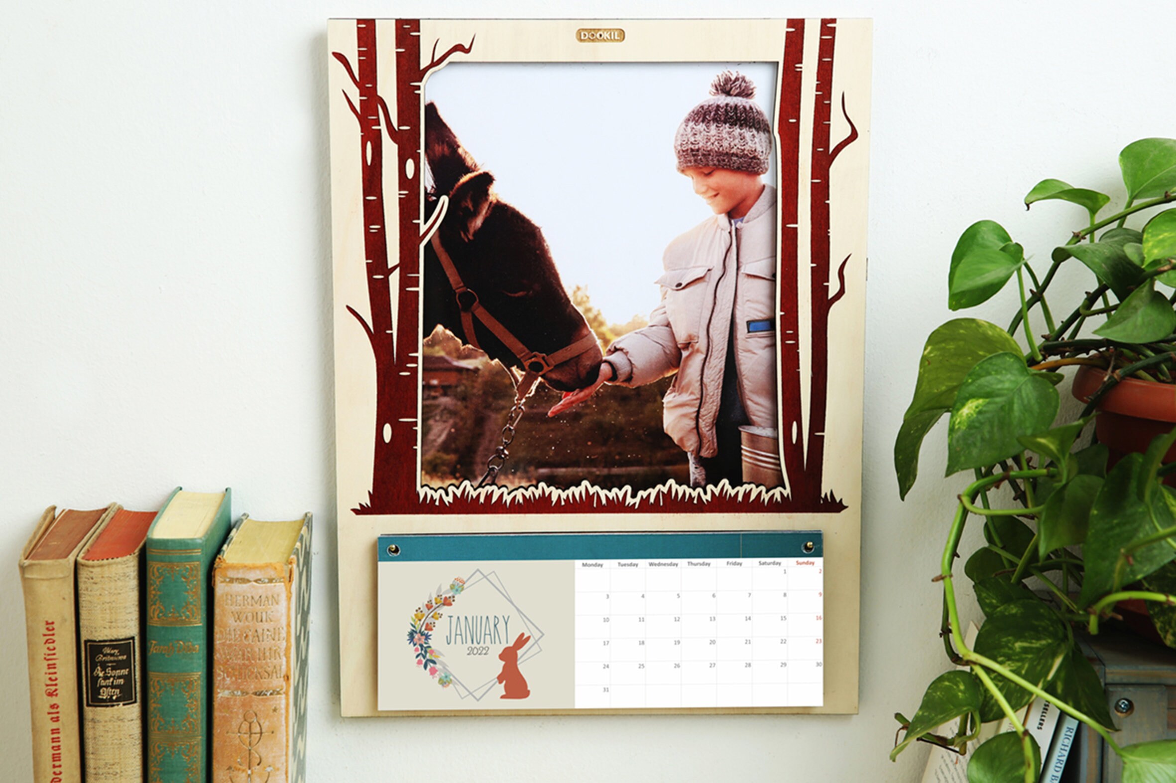 Wooden Wall Photo Frame With Calendar "birch" | Wall Photo Frame With ...