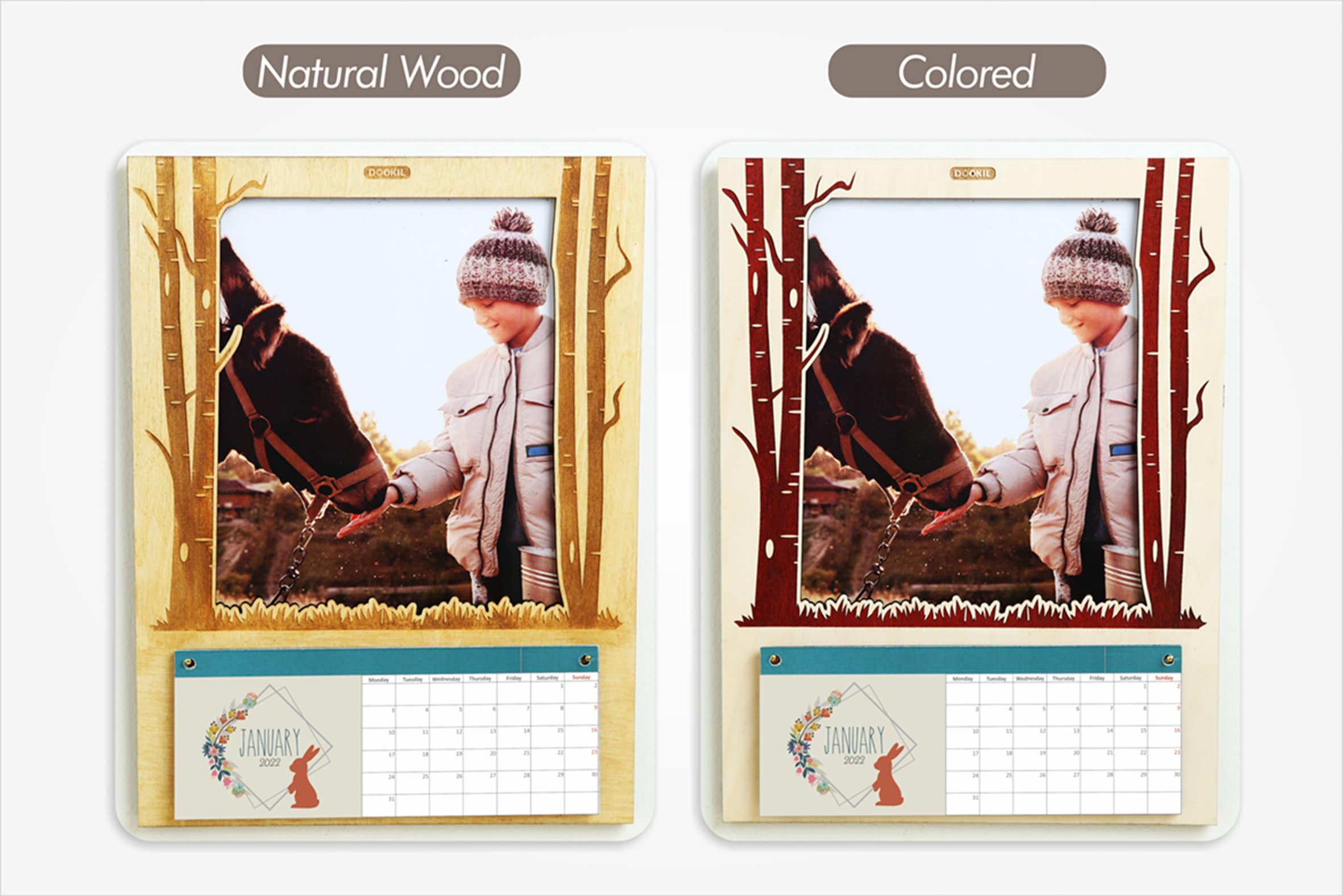Wooden Wall Photo Frame With Calendar "birch" | Wall Photo Frame With ...