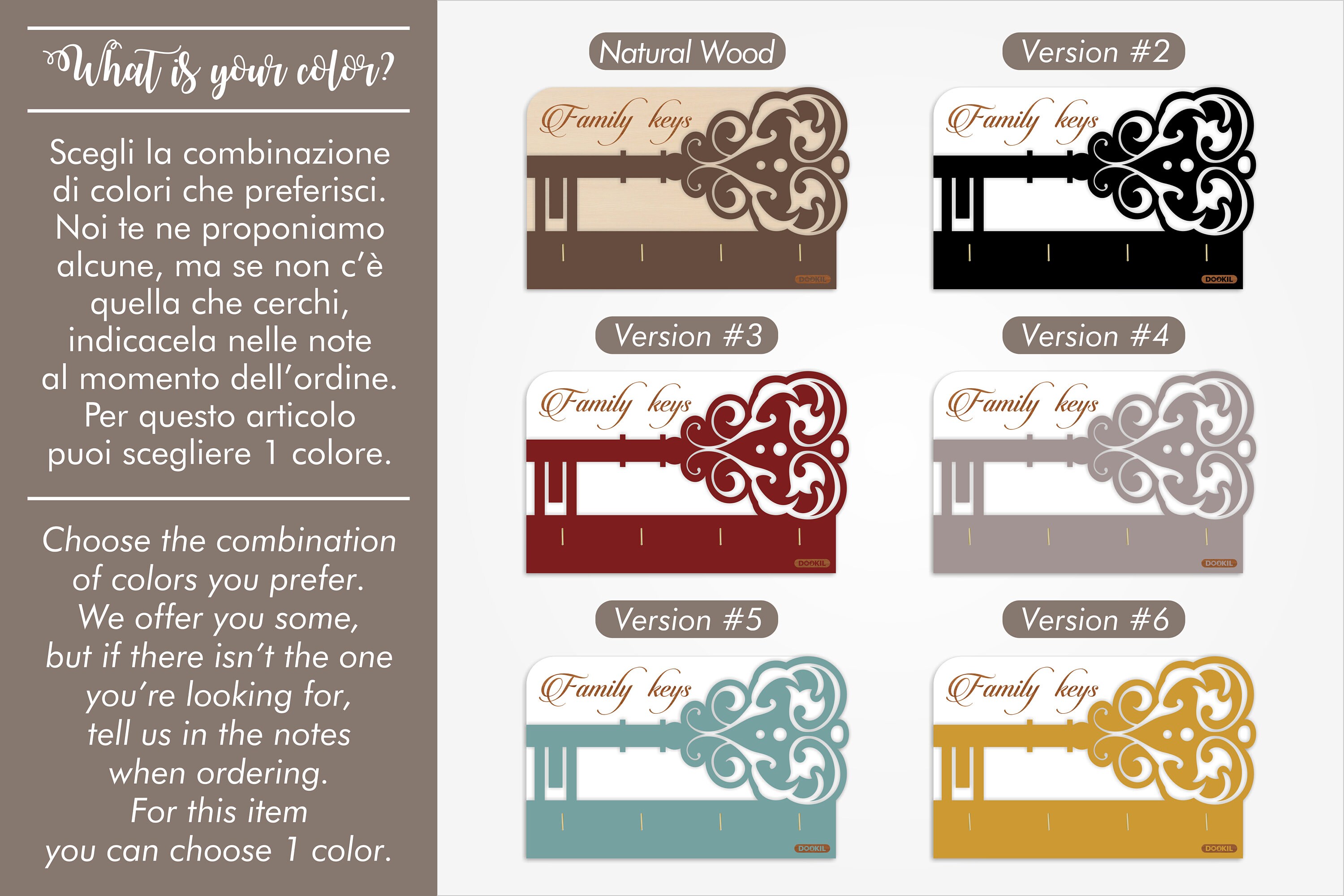 Wooden Wall Key Holder "family Keys" | Customizable Wall Key Holder ...