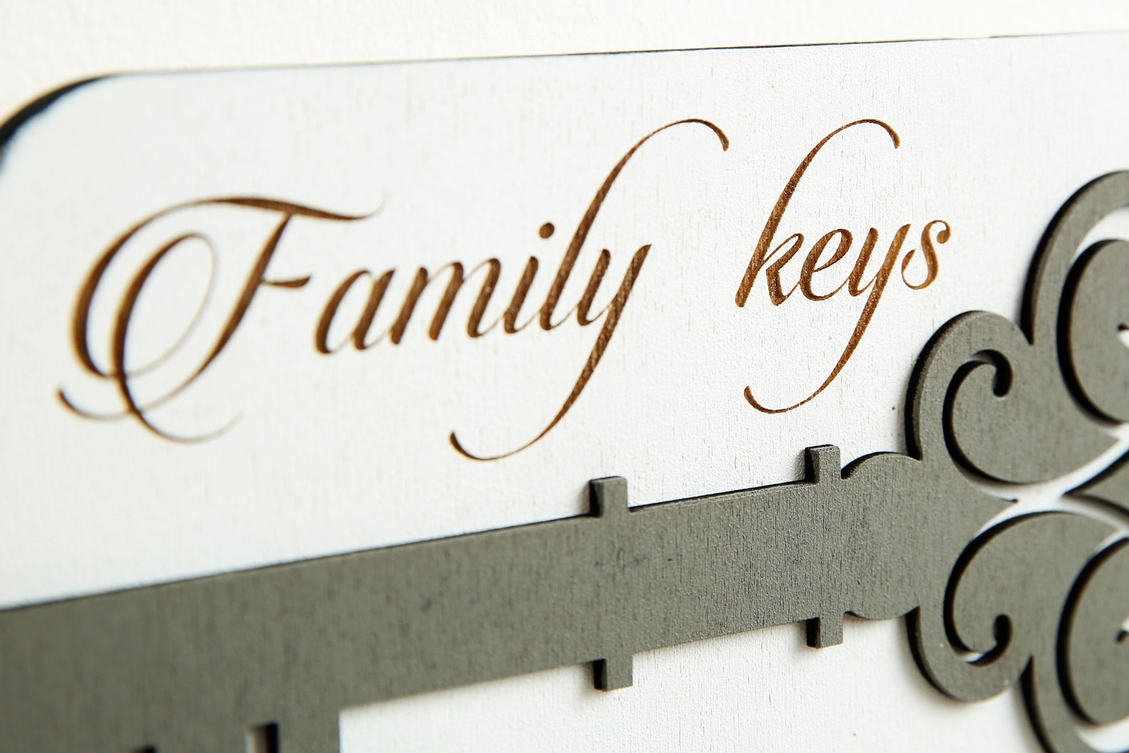 Wooden Wall Key Holder "family Keys" | Customizable Wall Key Holder ...