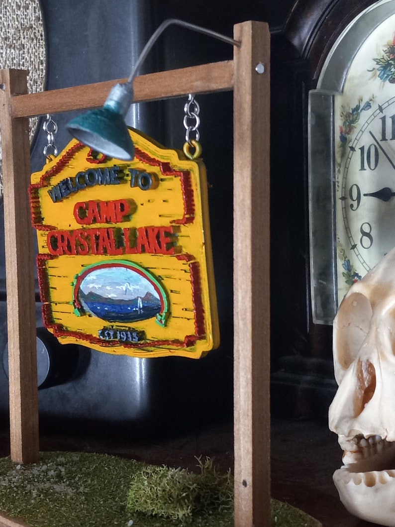 Camp Crystal Lake Sign: Friday the 13th Miniature Diorama (1/12 Scale ...