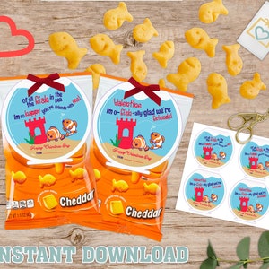 Valentine's Goldfish Tags - Goldfish Cracker Valentines -fish Valentine ...