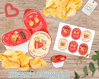 Valentine Chip Bag Tag Printable, Kids Valentines Cards for School ...