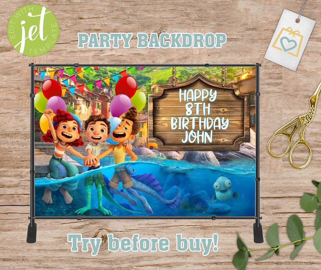 Luca Birthday Party Backdrop - Kids Birthday Template Printable ...