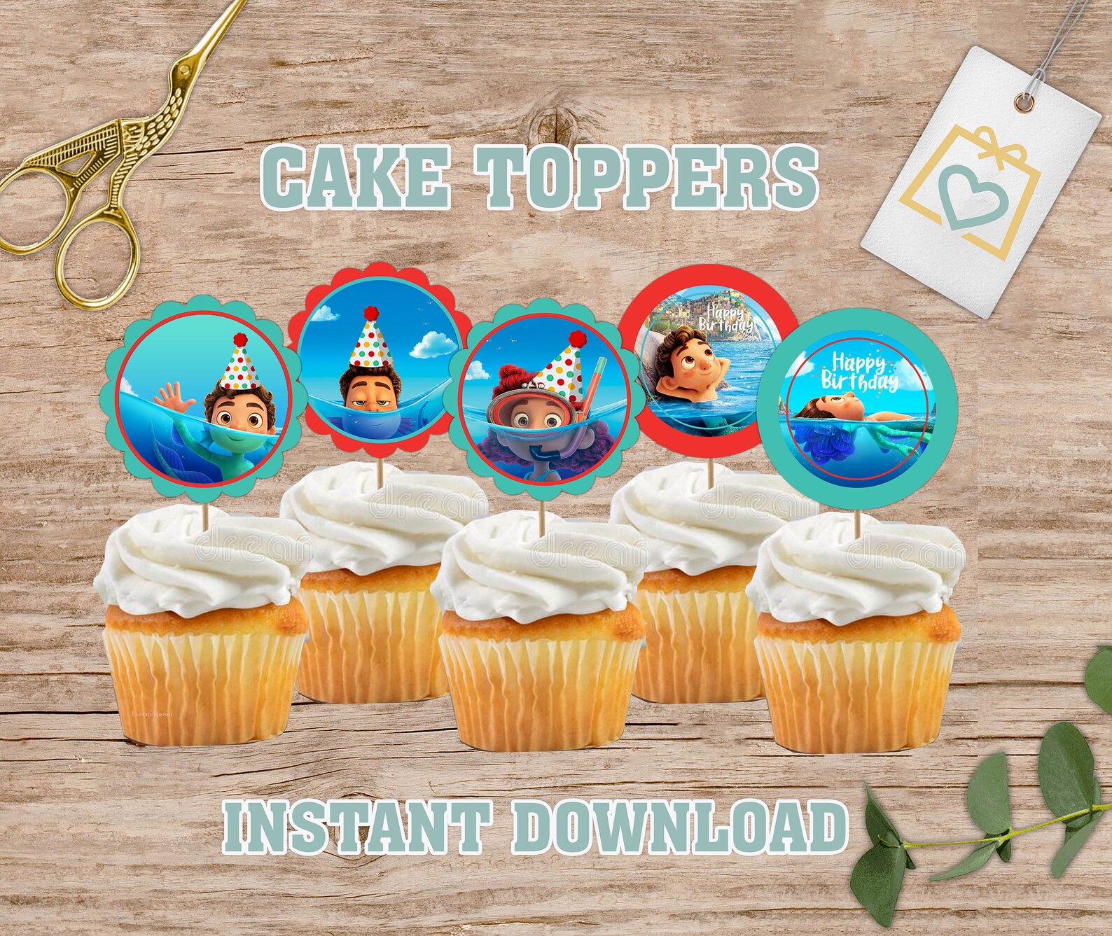Luca Birthday Party Cake Toppers - Kids Birthday Template Printable ...