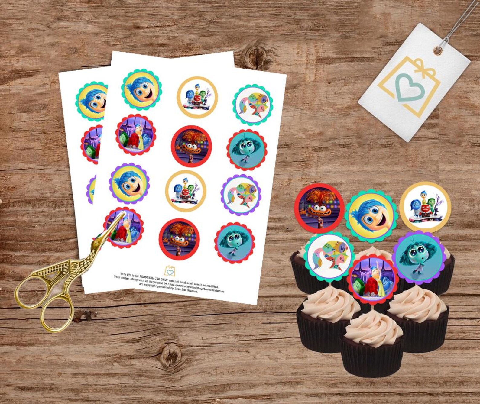 Inside Out 2 Cupcake Toppers - Cartoon Cupcake Toppers - Kids Birthday ...