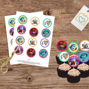 Inside Out 2 Cupcake Toppers - Cartoon Cupcake Toppers - Kids Birthday ...