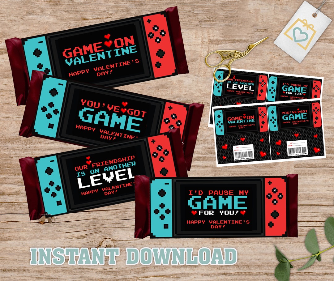 Gamer Valentine Chocolate Wrapper - Videogame Valentines - School ...