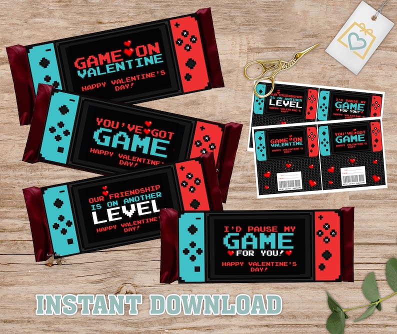 Gamer Valentine Chocolate Wrapper - Videogame Valentines - School ...
