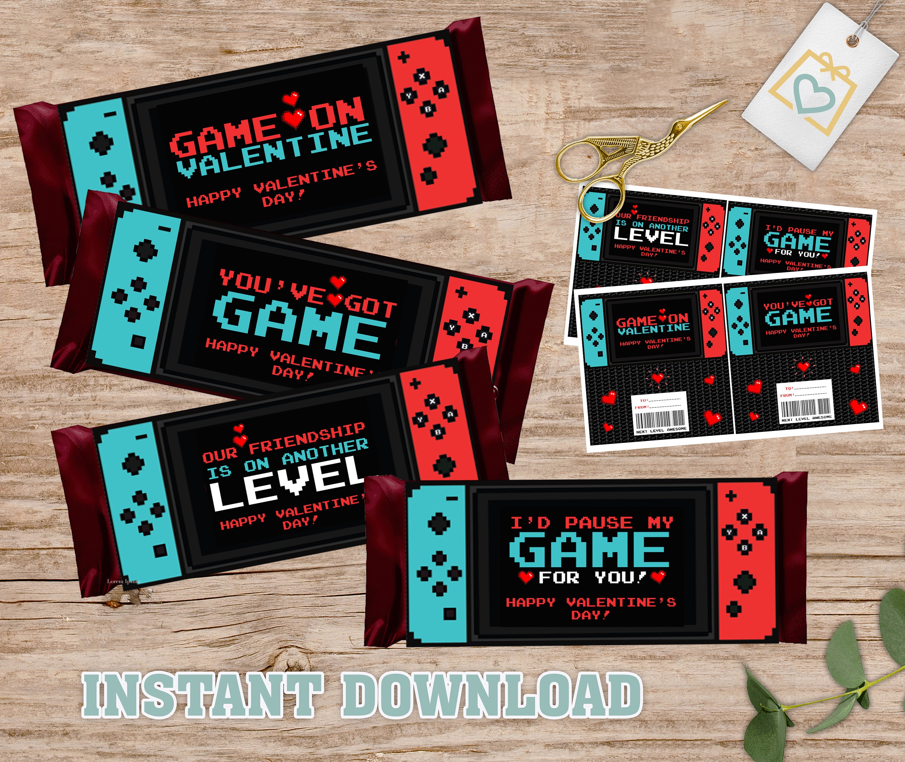 Gamer Valentine Chocolate Wrapper Videogame Valentines School Valentine ...