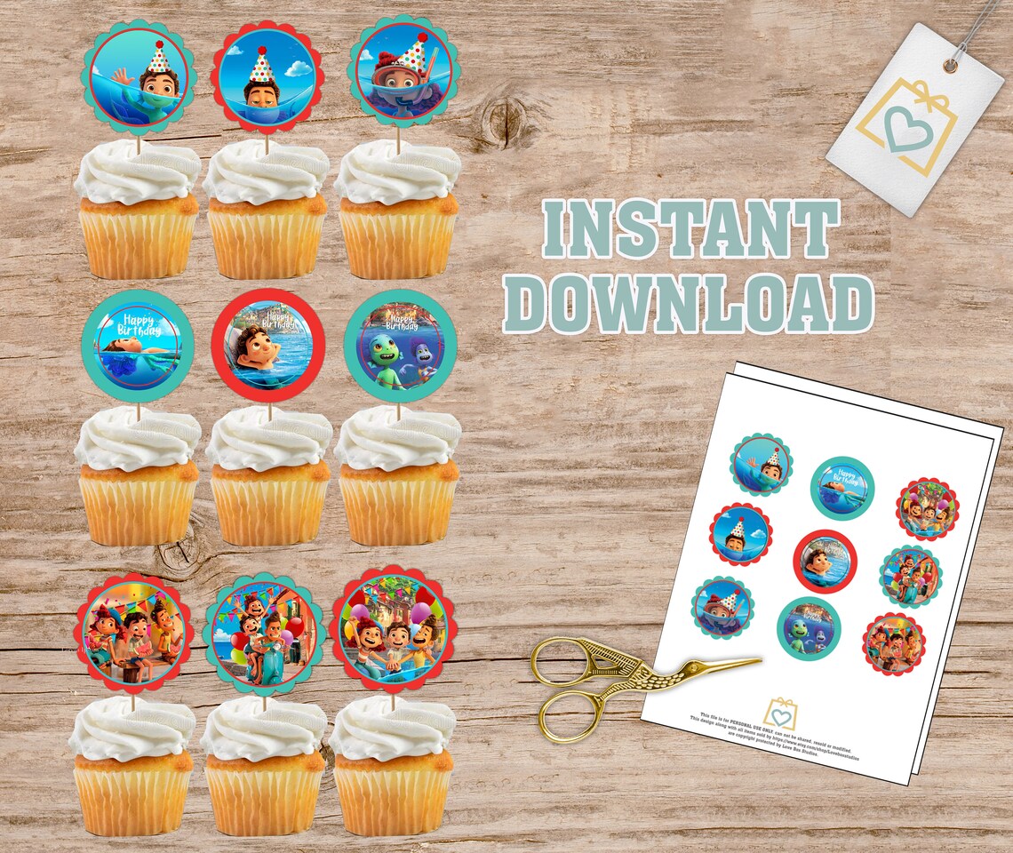 Luca Birthday Party Cake Toppers - Kids Birthday Template Printable ...