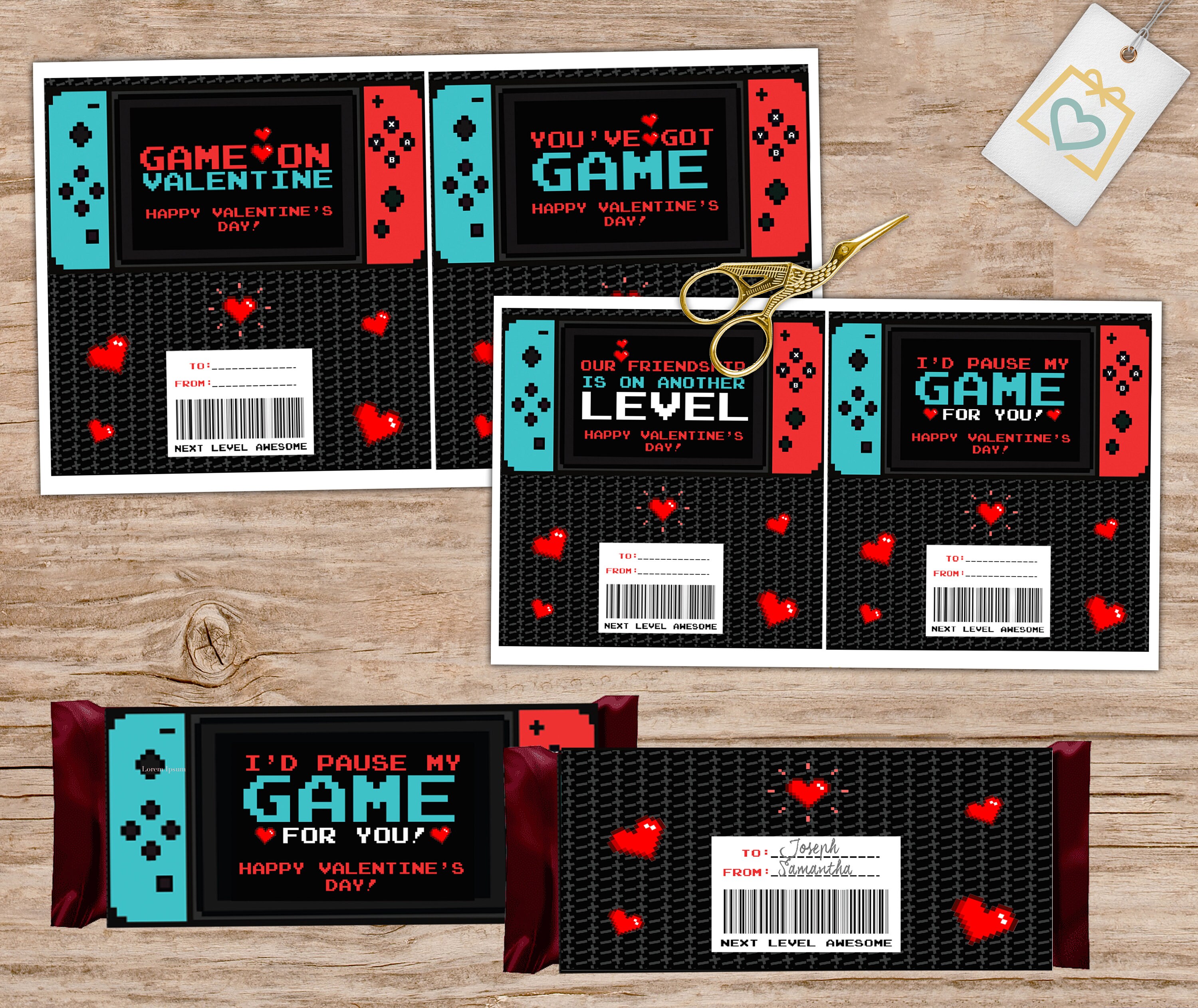 Gamer Valentine Chocolate Wrapper – Printable Candy Wrap – Video Game ...