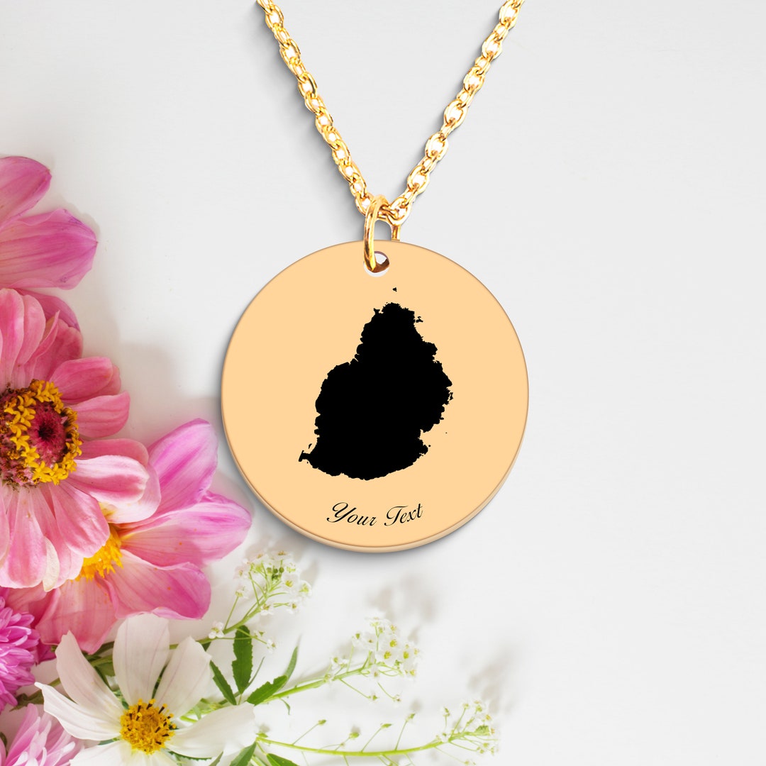 Mauritius Country Map Necklace, Your Name Necklace, Minimalist Necklace ...
