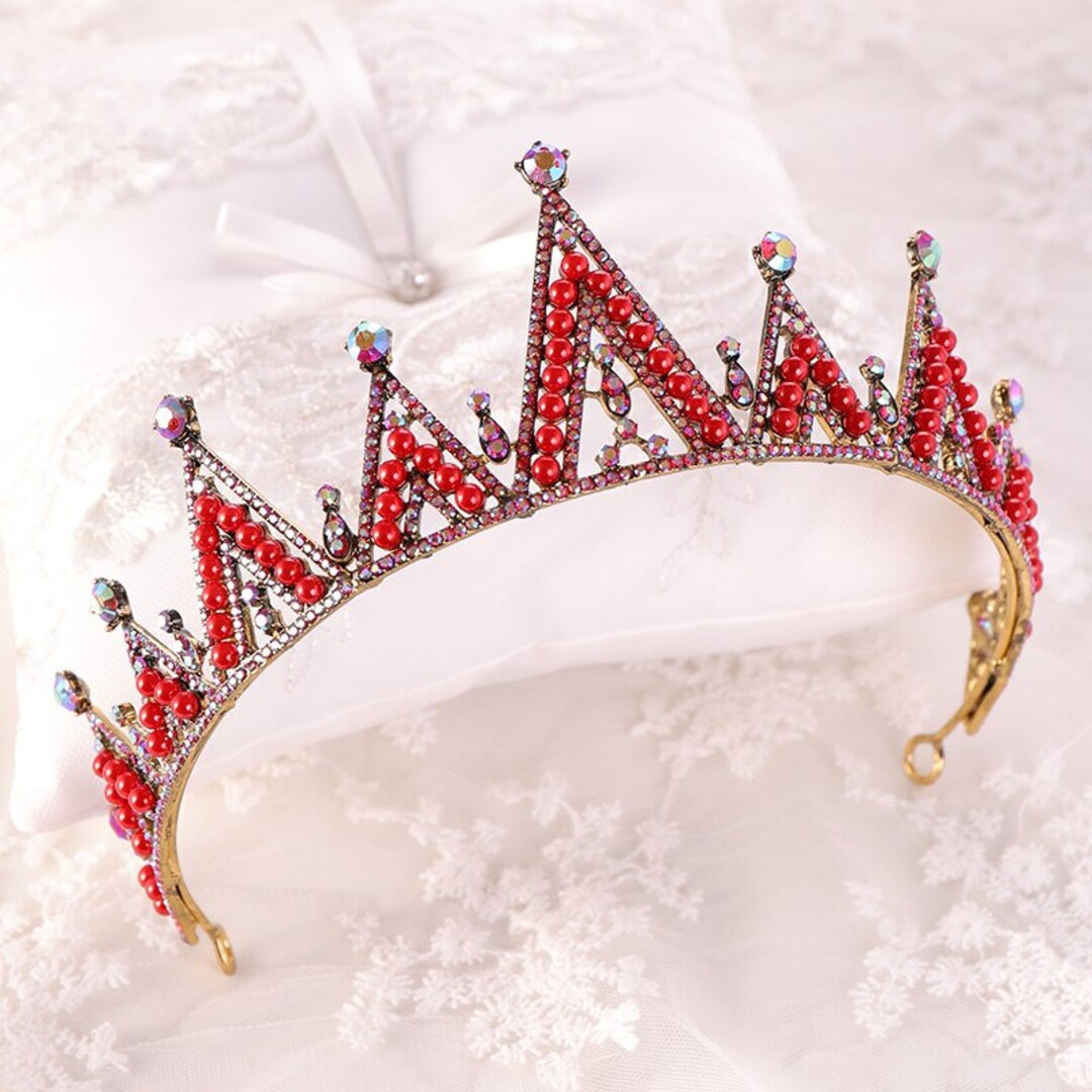 Red Queen Crown Crystal Bridal Tiaras Bridal Tiara Setflower - Etsy