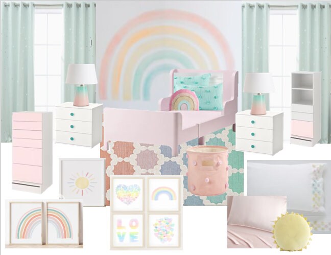 Girls Bedroom | Premade Girls Bedroom Design | Rainbow Girls Room ...