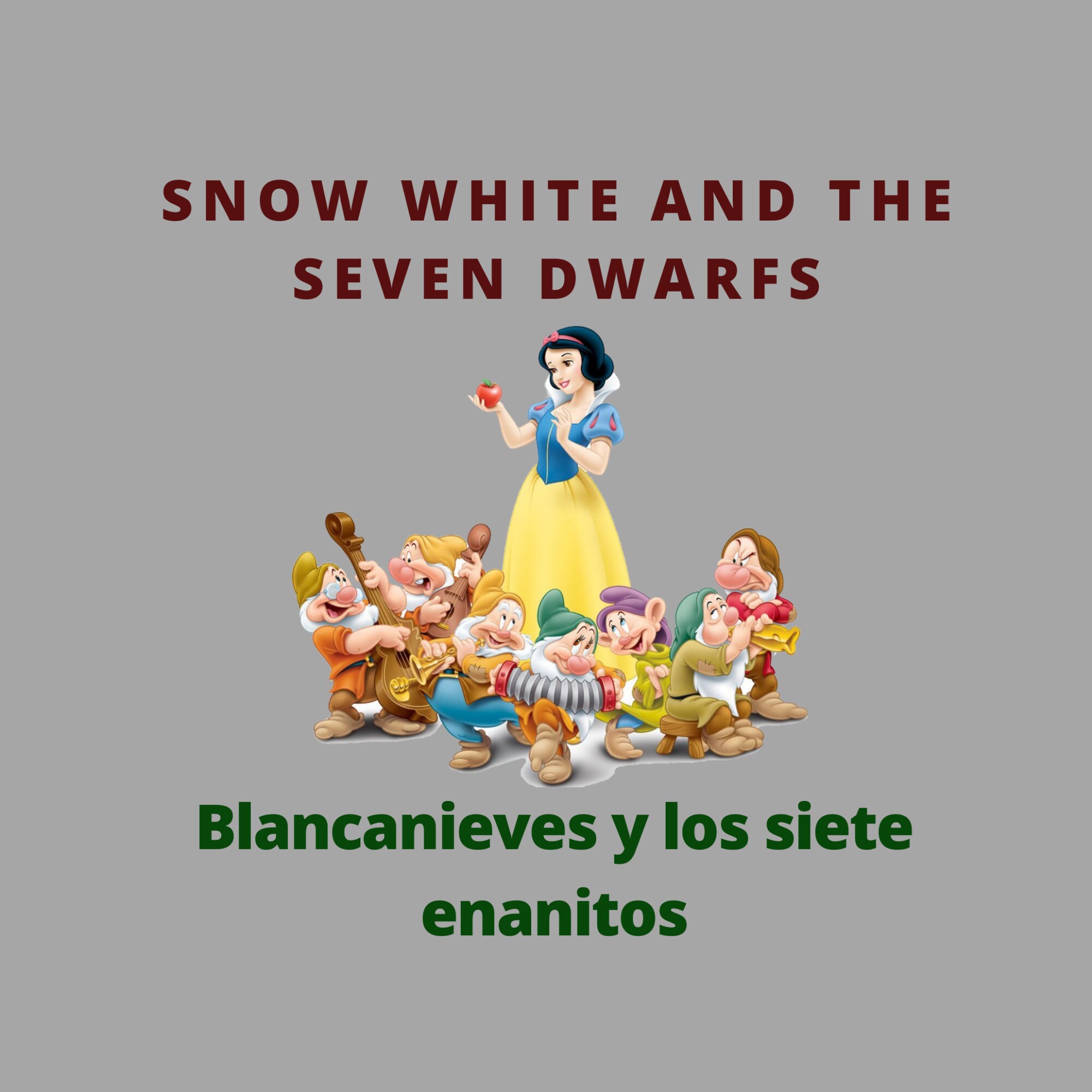 Learn Spanish, Learn English, Snow White and the Seven Dwarfs - Etsy