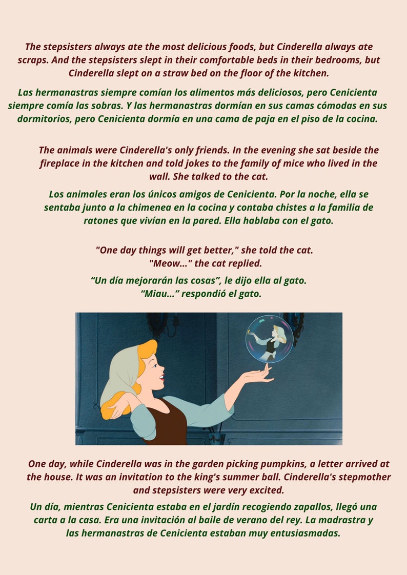 Learn Spanish, Learn English, Cinderella - Etsy