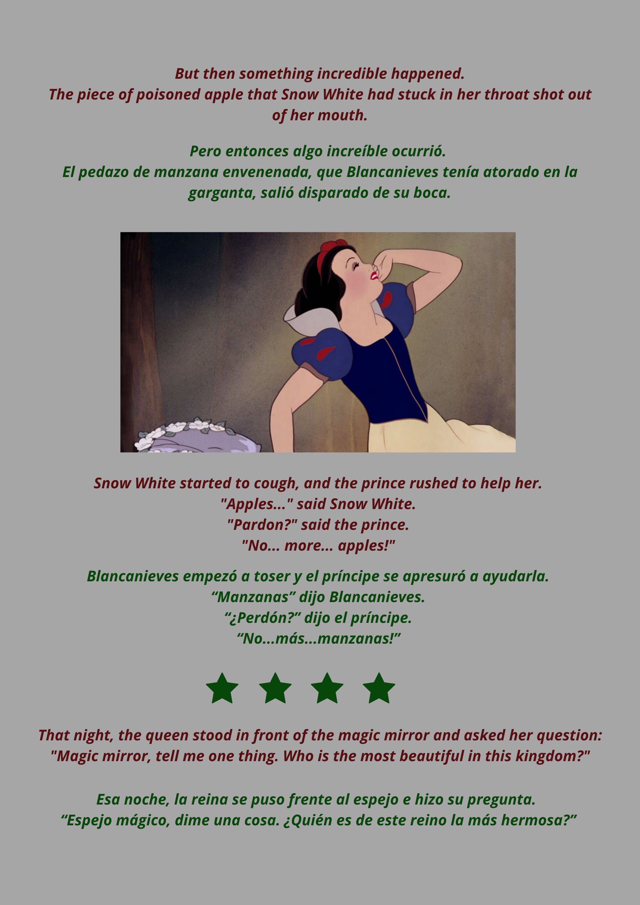 Learn Spanish, Learn English, Snow White and the Seven Dwarfs - Etsy