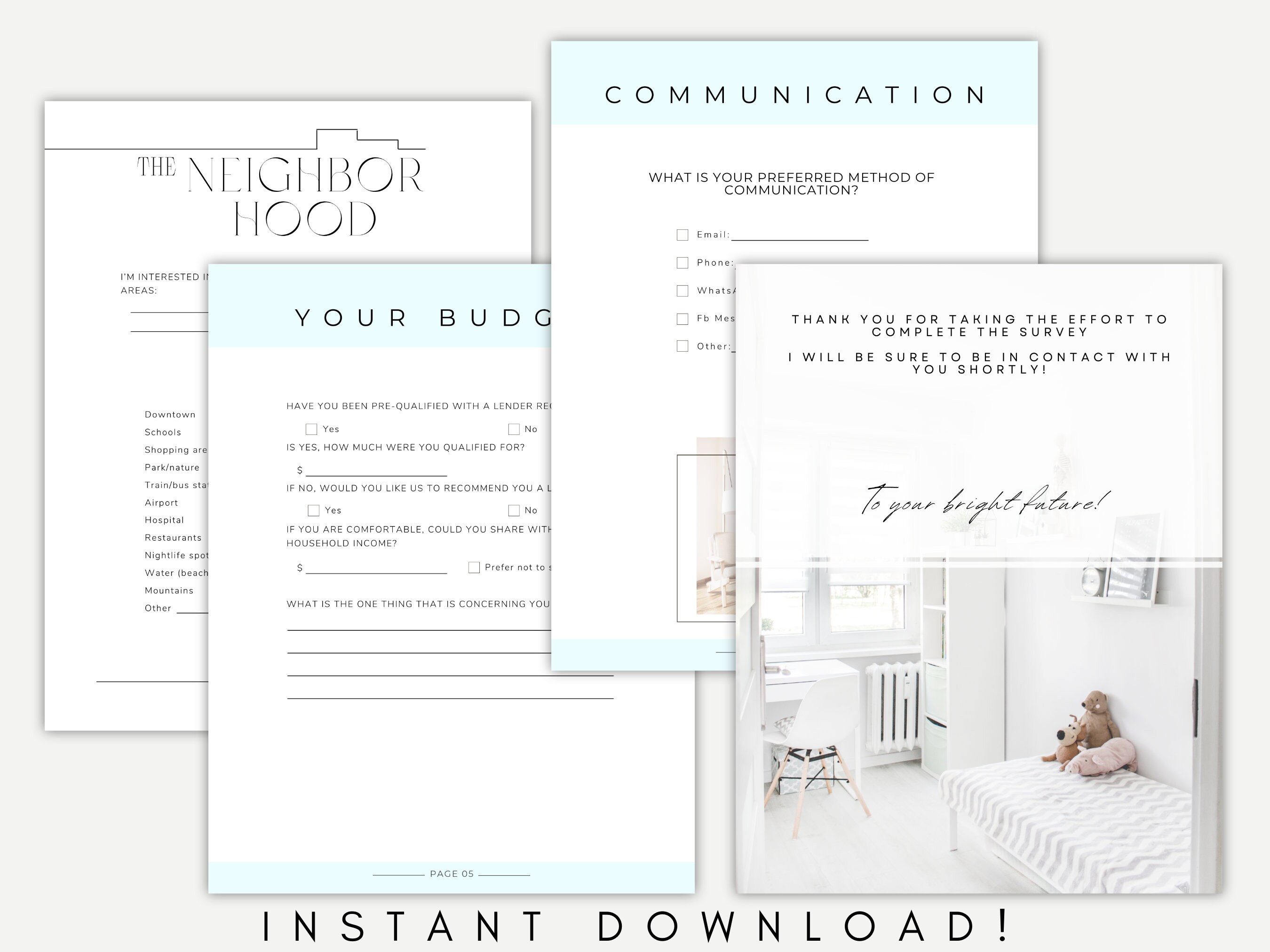 Real Estate Questionnaire Bundle, Home Buyers & Home Sellers, Fillable ...