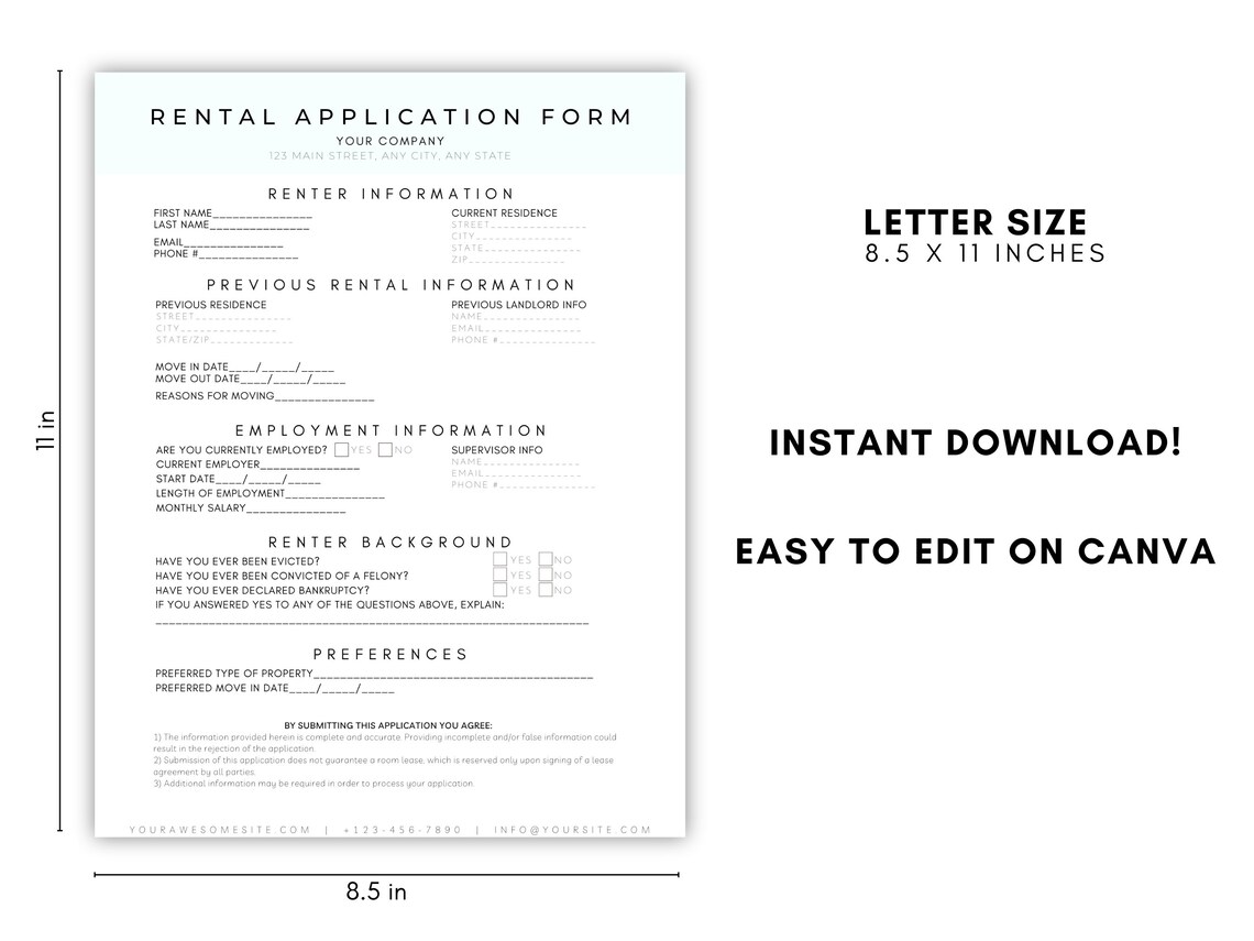 Rental Application Form, Property Management, Tenant Application Form ...