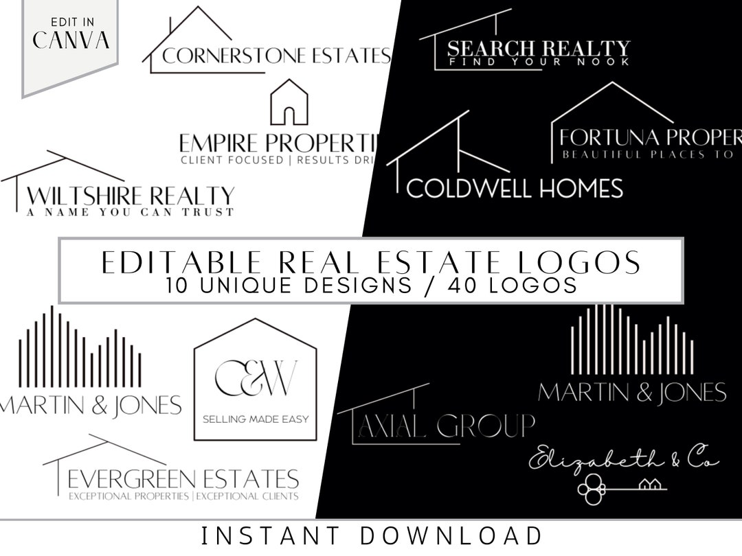 Modern Real Estate Logos, Editable Pre-made Realtor Logos, Canva ...
