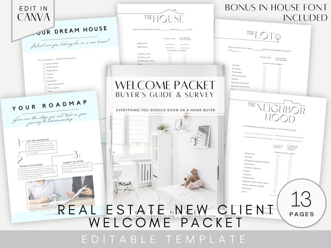 New Client Welcome Packet, New Buyer Guide, Buyer Survey, Real Estate ...