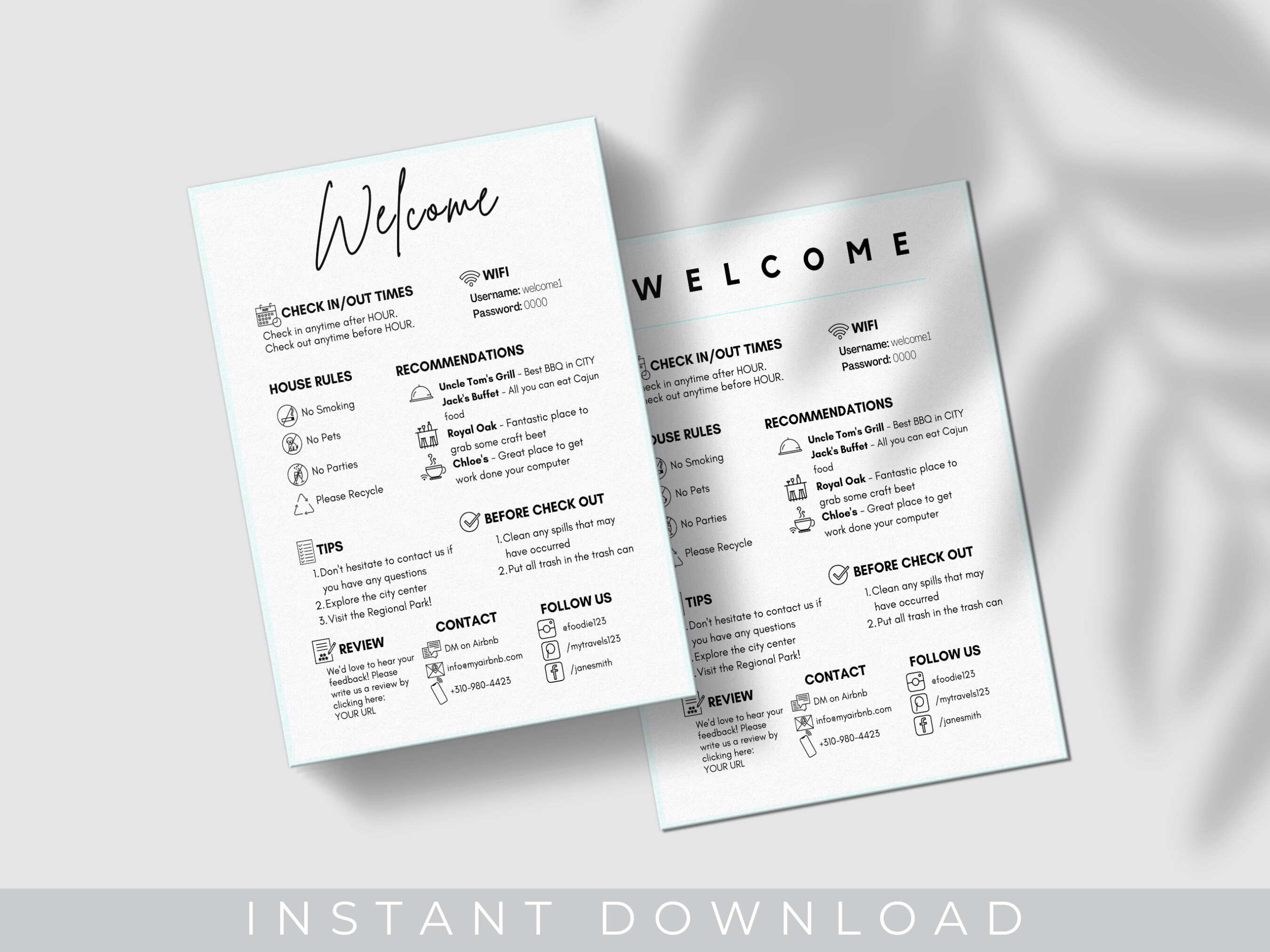 Printable Airbnb Welcome Sign: House Rules, Editable Canva Template ...