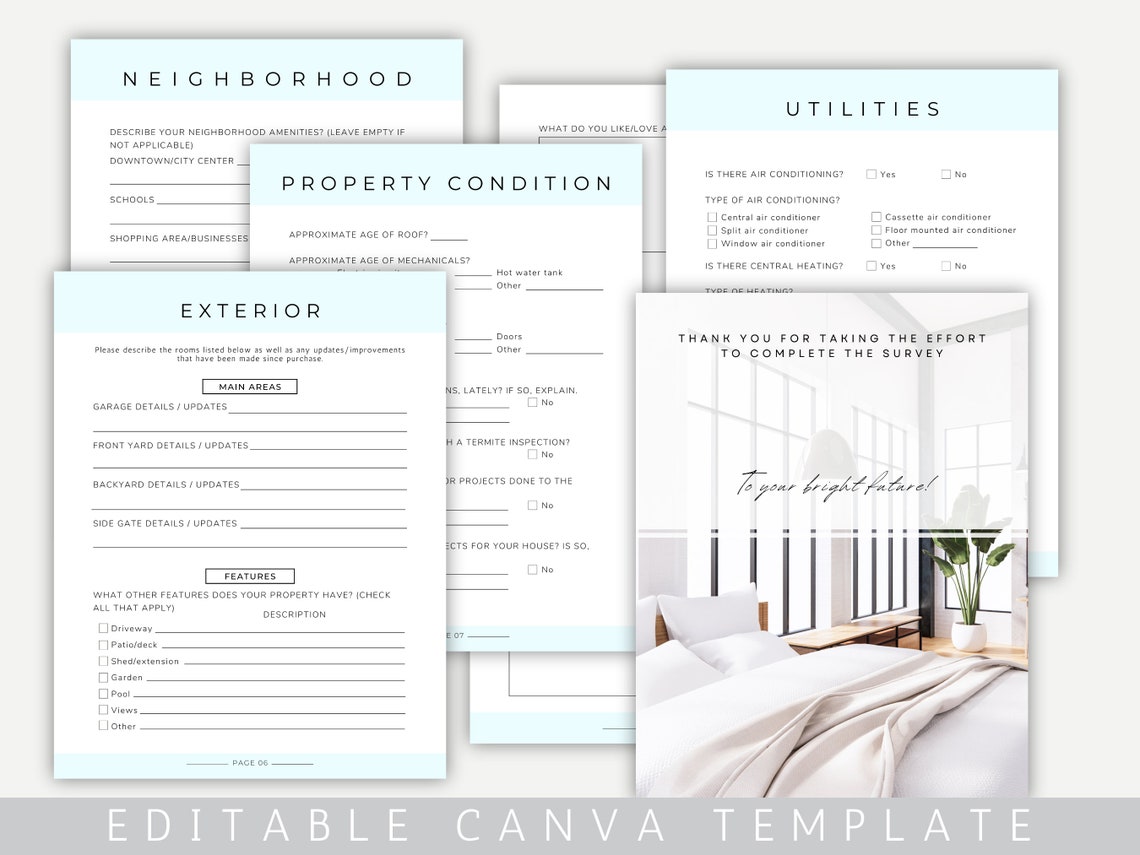 Real Estate Seller Questionnaire Packet, Pre-market Listing Survey ...