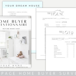 Real Estate Questionnaire Bundle, Home Buyers & Home Sellers, Fillable ...