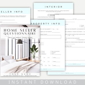 Real Estate Seller Questionnaire Packet, Pre-market Listing Survey ...